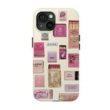 Coquette Style Pink Matchbox Collage Protective Tough Phone Case for ...