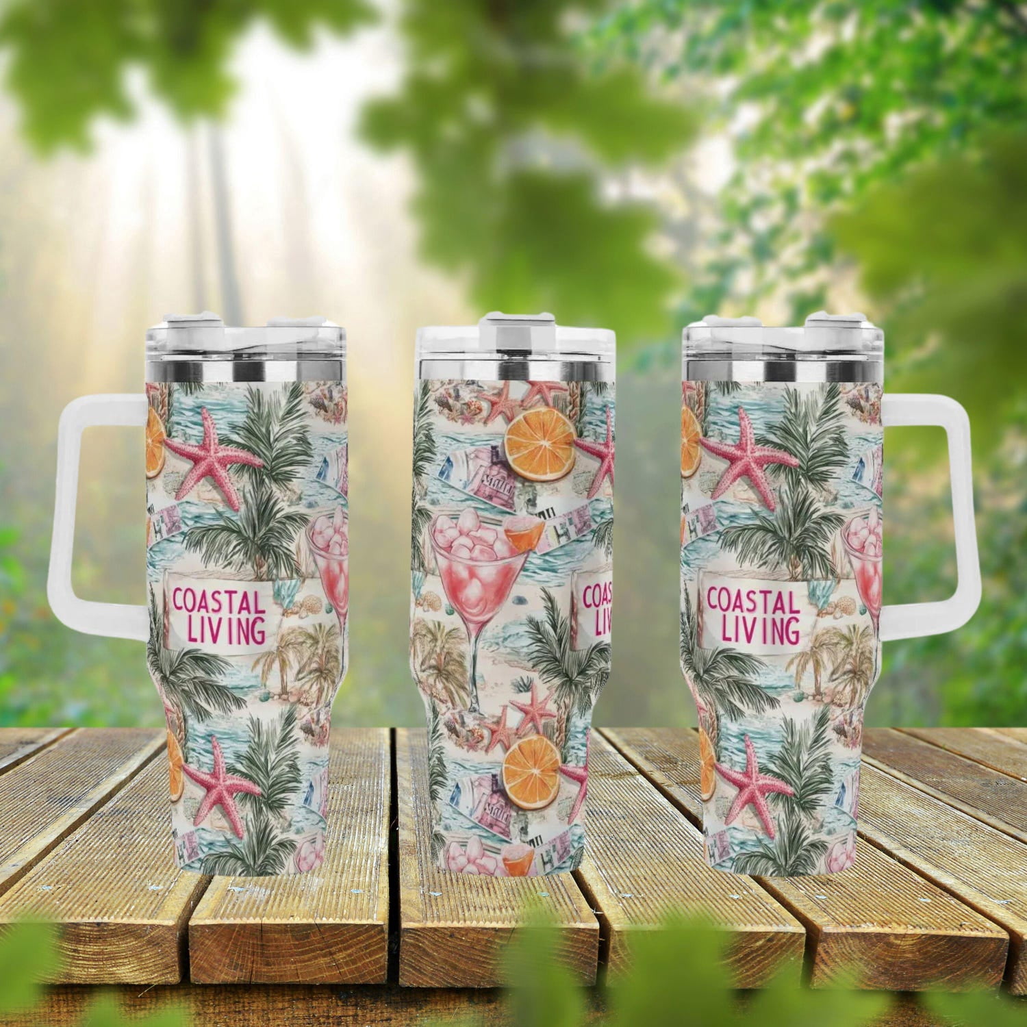 Coquette Summer Collage 40oz Stainless Steel Tumbler With Handle Lid ...