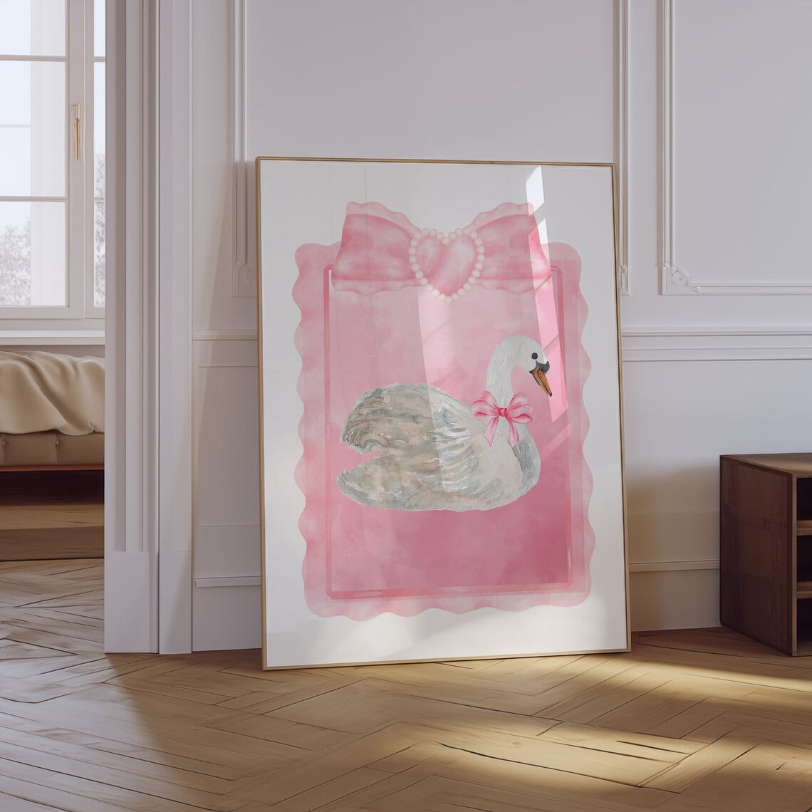 Coquette Swan Pink Bow Poster, Unframed Size 24x36 - Walmart.com