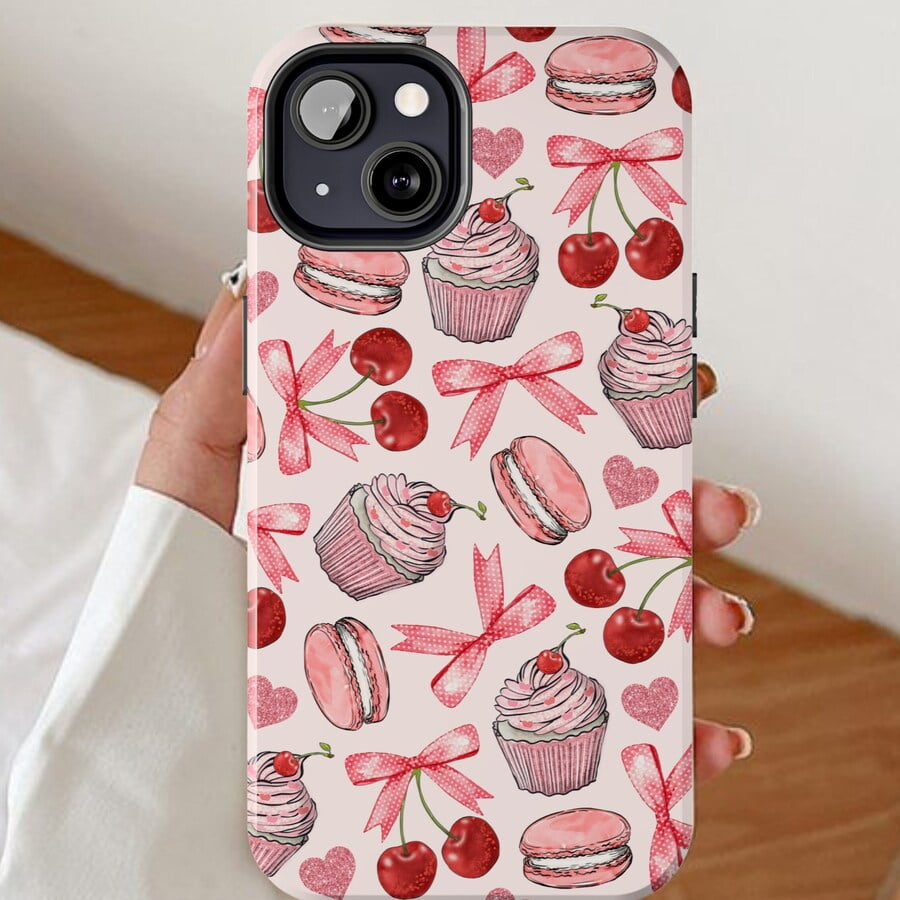 Coquette Sweet Cherry Fruit Themed with Pink Ribbon Bow Phone Case 11 ...