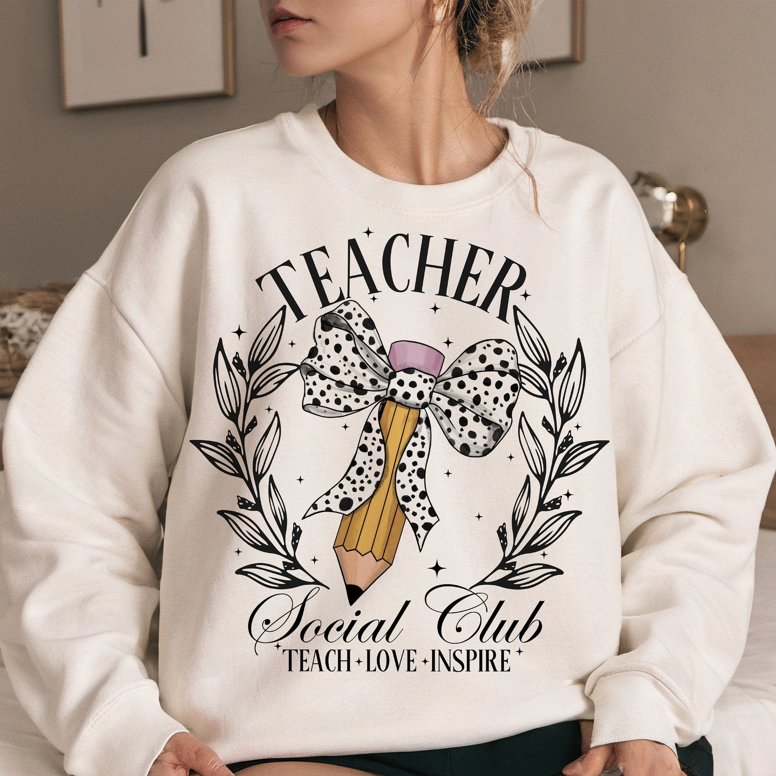 Coquette Teacher Sweatshirt, Retro Back to School Pullover, Pencil Bow ...