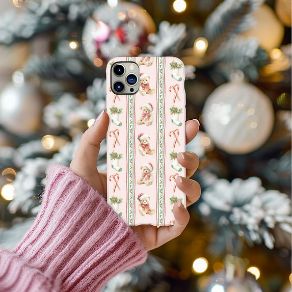 Coquette Teddy Bear Christmas Case for iPhone 17 11 12 13 14 15 16 Pro ...
