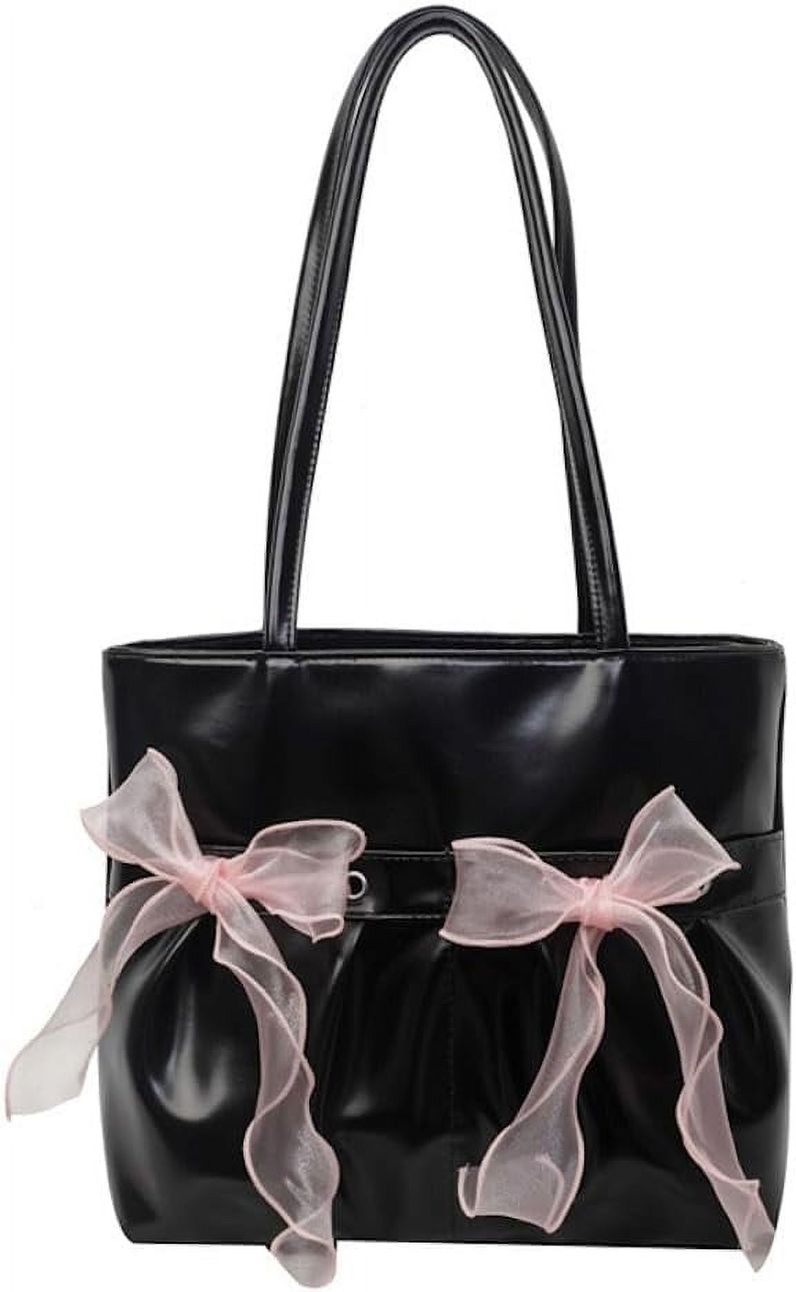 Coquette Tote Bag Women Lace Ribbon Bow Tie Balletcore Leather Tote Bag ...