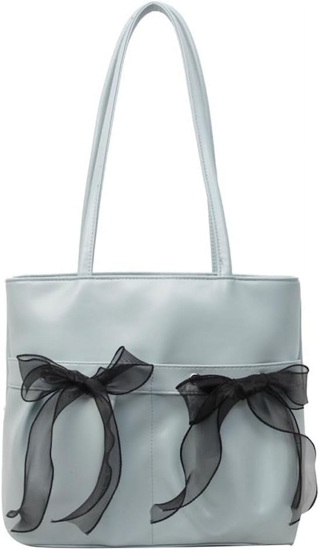 Coquette Tote Bag Women Lace Ribbon Bow Tie Balletcore Leather Tote Bag ...