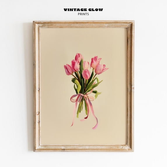 Coquette Tulip Bouquet Print Pink Y2K Girly Blush Bow Poster 16x24 ...