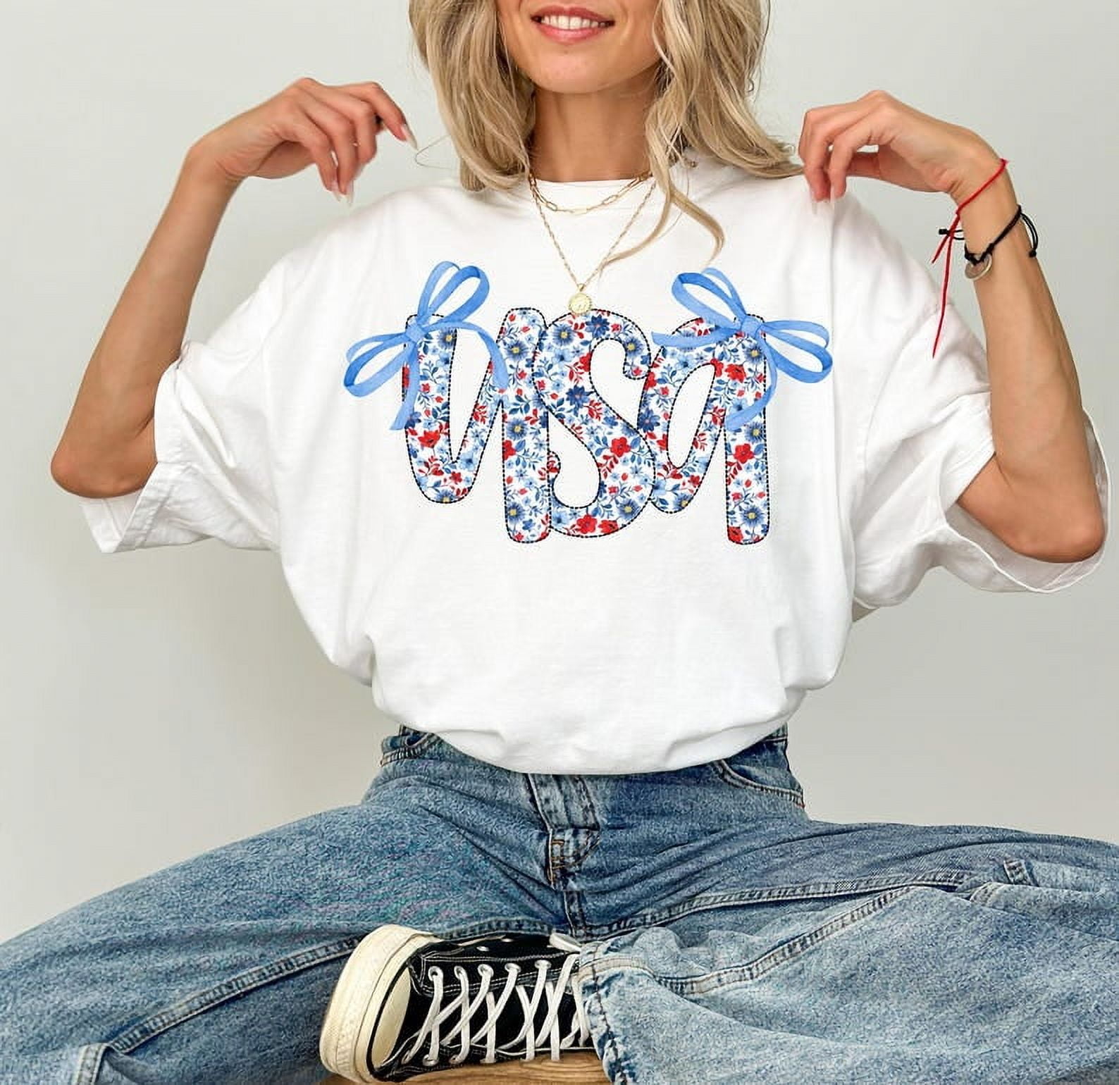 Coquette USA Shirt, 4th of July Shirt Women, Stars Stripes USA Flag ...