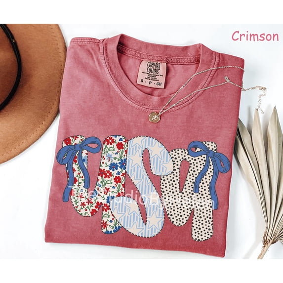 Coquette USA Shirt 4th of July Shirt for Women Floral Patriotic Shirt ...