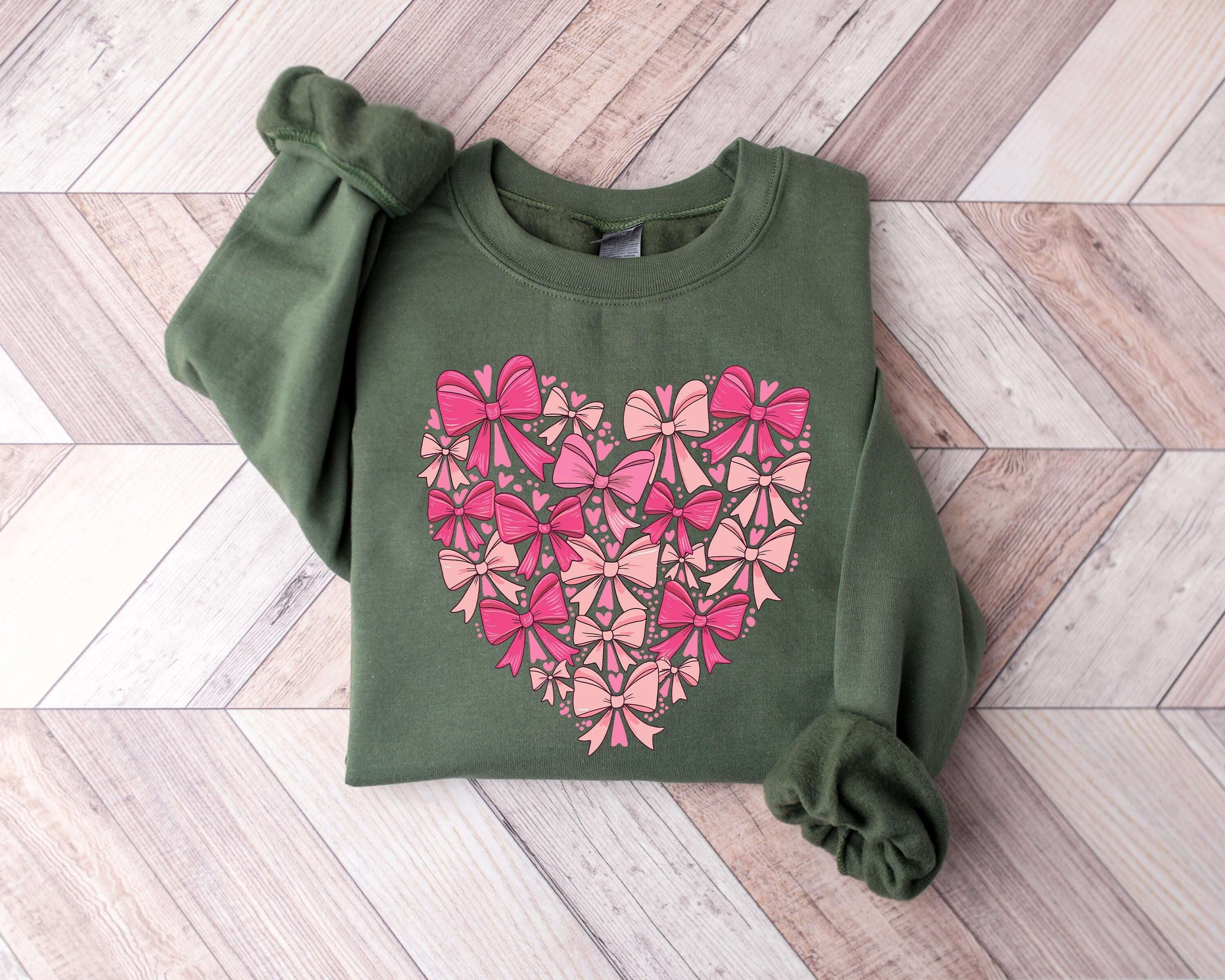 Coquette Valentine Heart Bow T-Shirt, Retro Valentine Shirt, Valentines ...