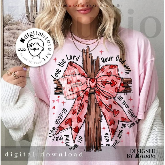 Coquette Valentine Jesus T-Shirt , Valentine Bow Bible Verse, Valentine ...