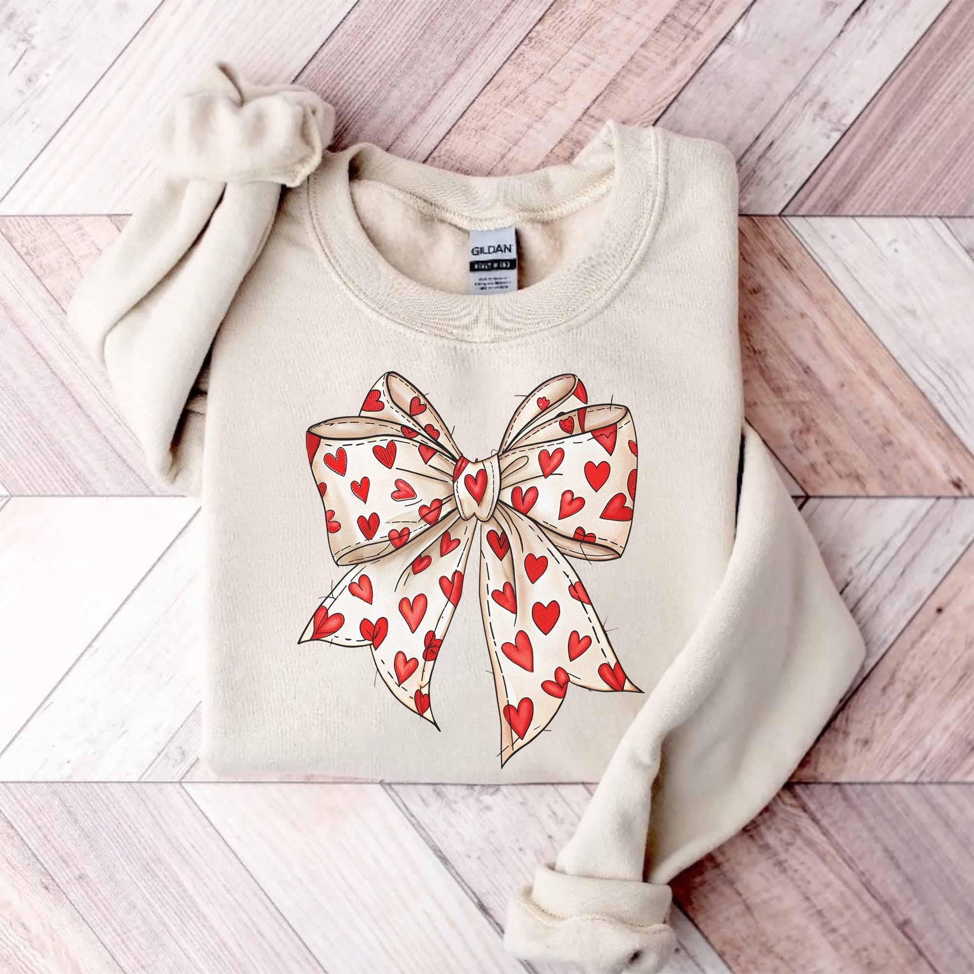 Coquette Valentine's Day Heart Bow Shirt, Retro Valentine Shirt ...