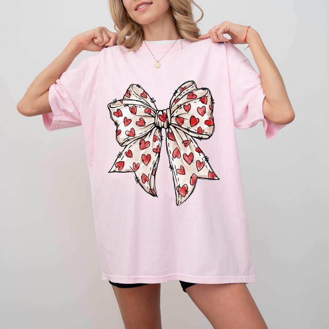 Coquette Valentine's Day Heart Bow T-Shirt, Retro Valentine Shirt ...