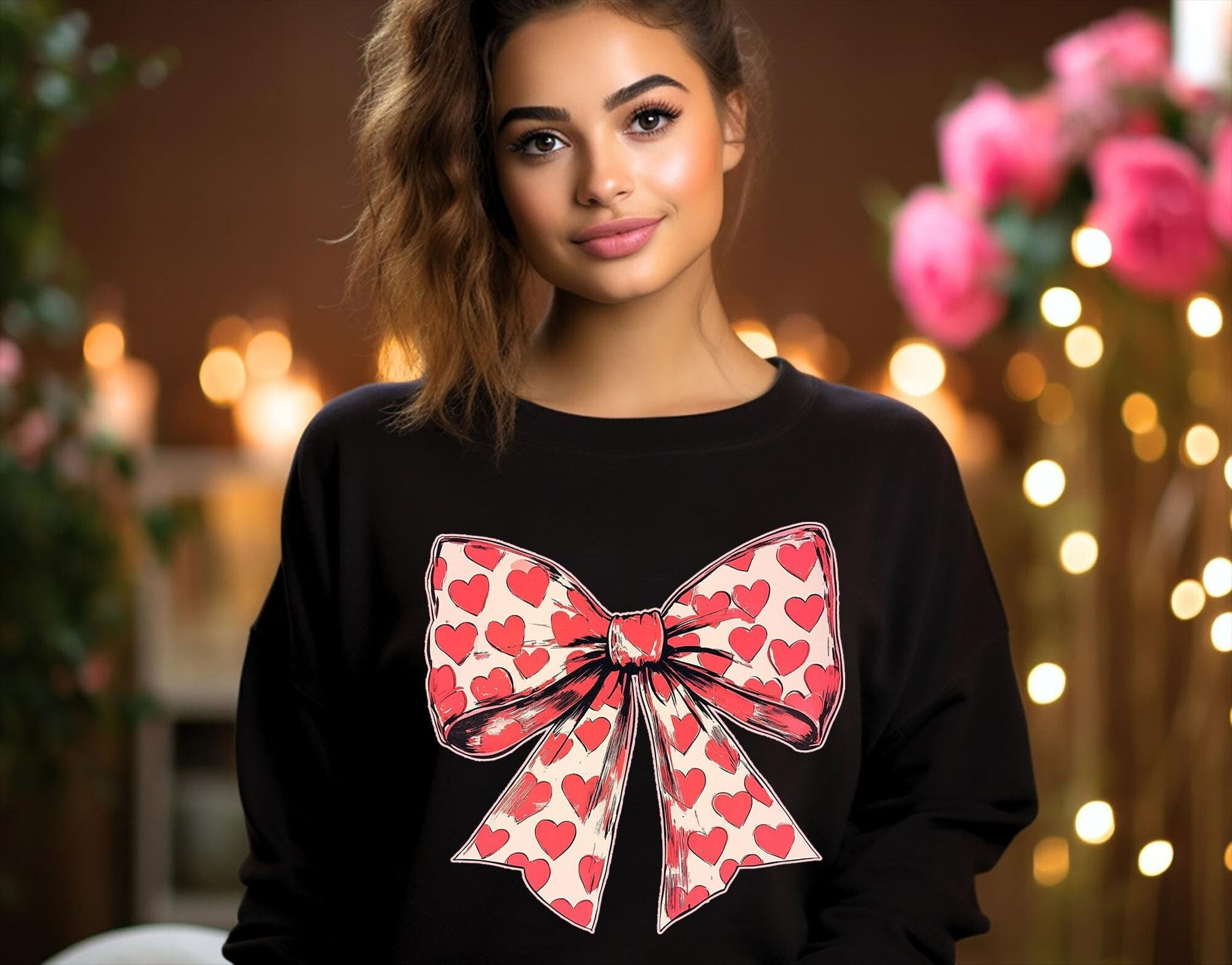 Coquette Valentine's Day Heart Bow T-Shirt, Retro Valentine T-Shirt ...
