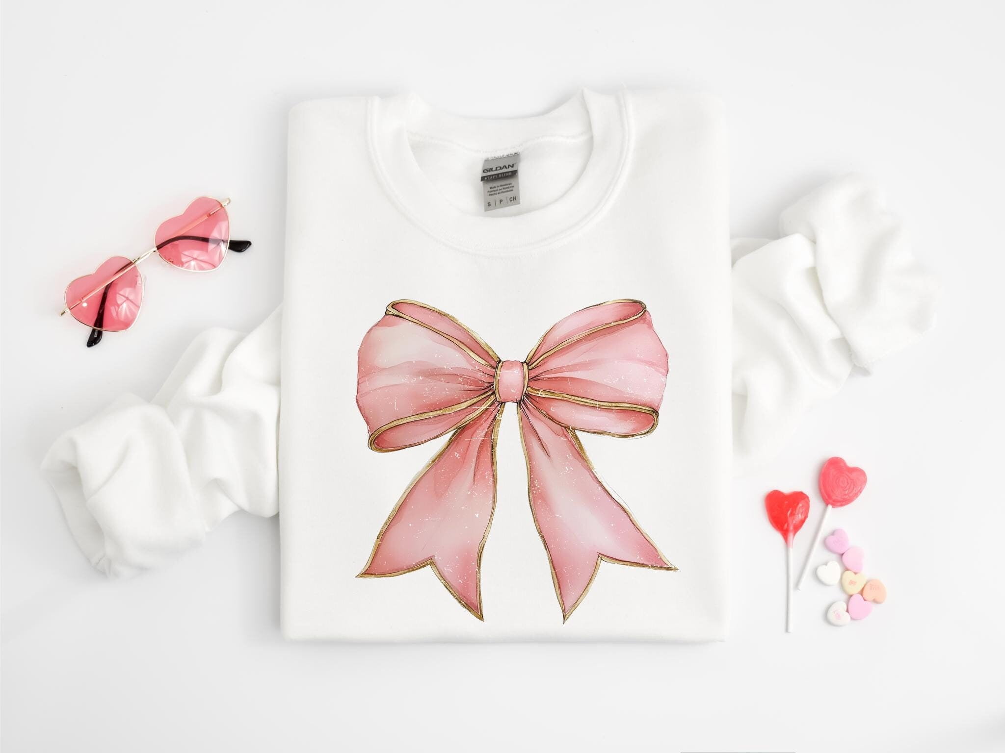 Coquette Valentines Day Heart Bow T-Shirt, Retro Valentine Shirt ...