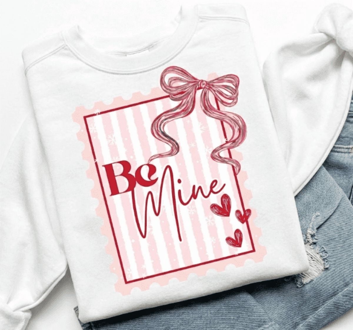Coquette Valentines Postage Stamp Sweatshirt, Be Mine Valentines Heart ...