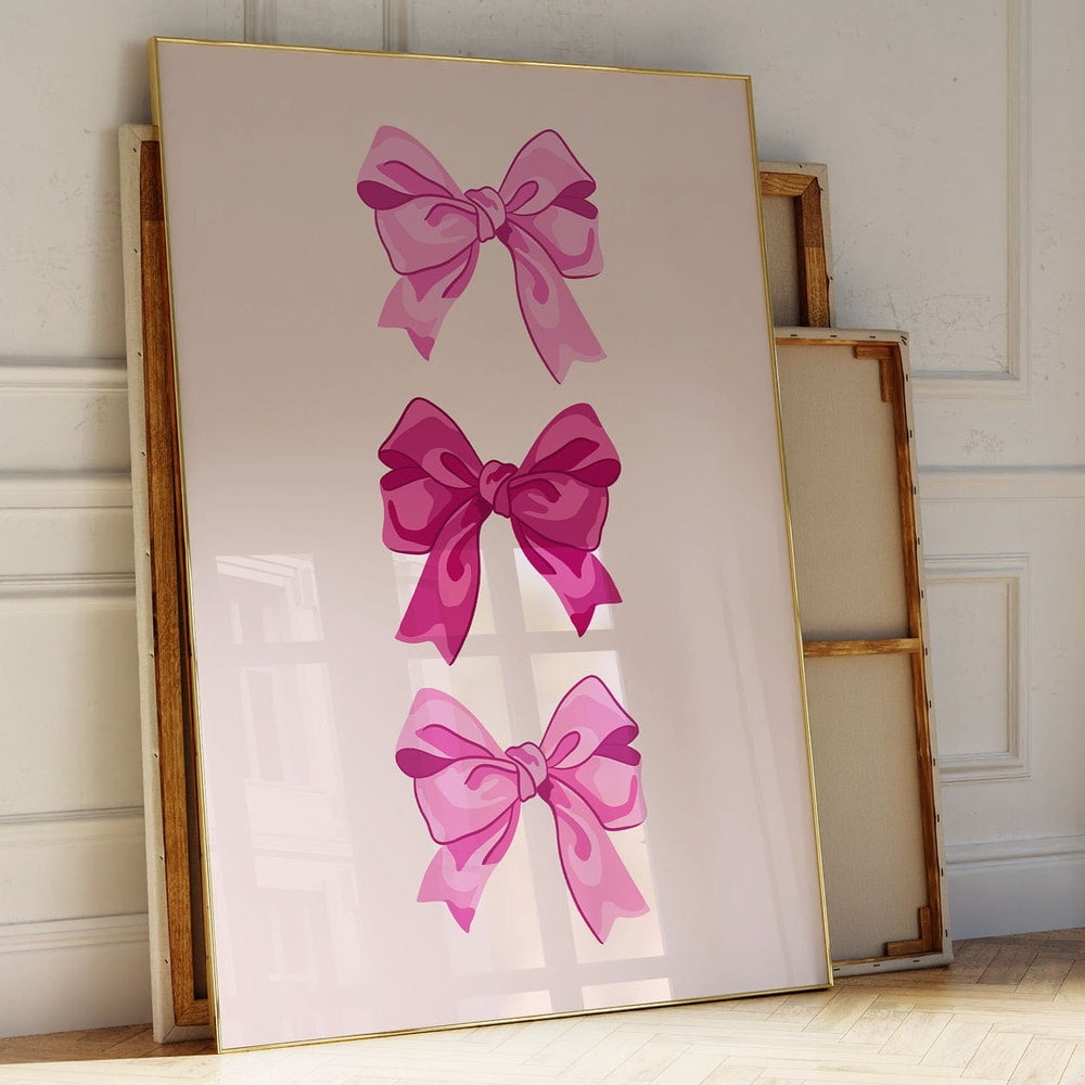 Coquette Wall Art, Trendy Bows Poster, Coquette Room Decor, Girly Wall ...