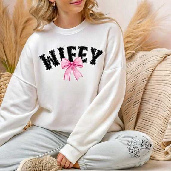 Coquette Wife Pink Bow Sweatshirt Hoodie, Coquette Wifey Sweatshirt ...
