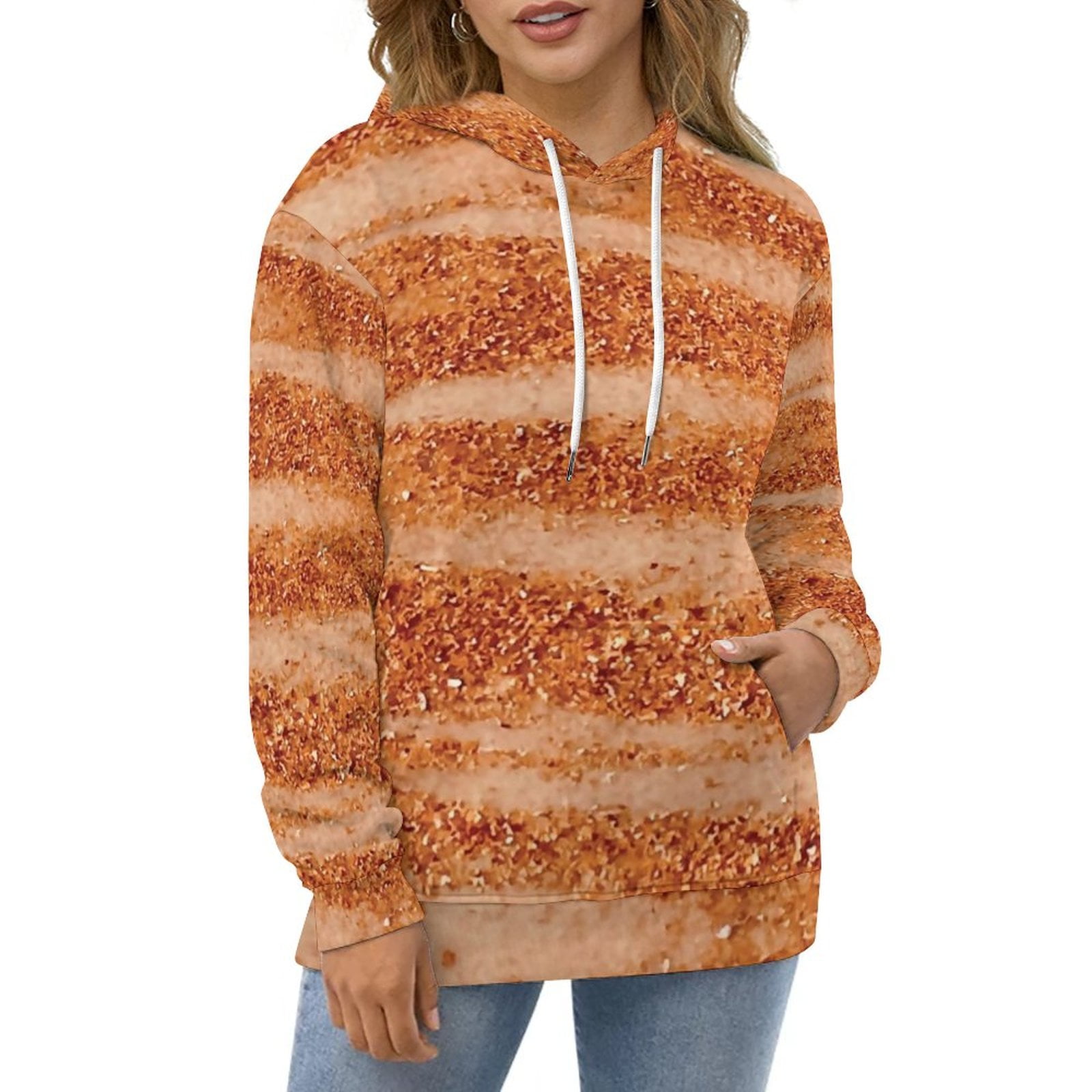 Coquina Sand Art Oversized Hoodie Women Drawstring Sweatshirts Personality Loose Hooded ...