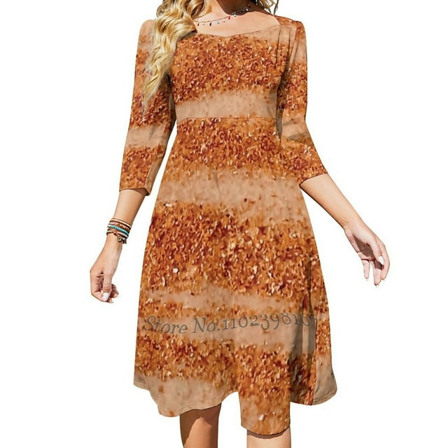 Coquina Sand Art Sweetheart Knot Flared Dress Fashion Design Large Size ...