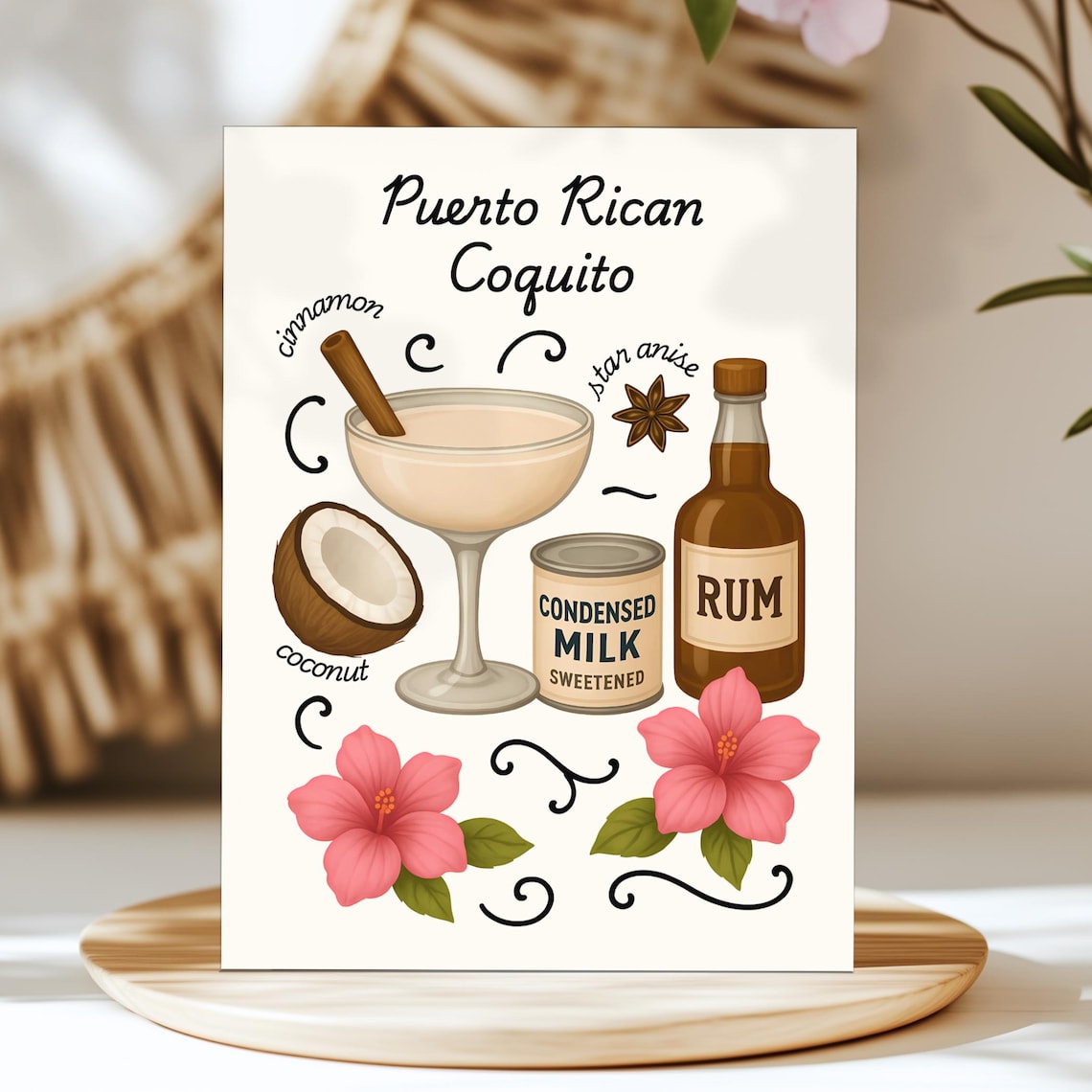 Coquito Print, Puerto Rican Holiday Drink Wall Art, Caribbean Kitchen ...