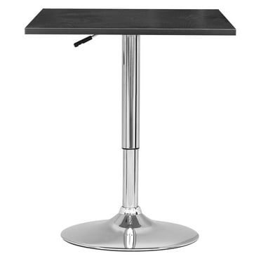 Belham High Pub Round Adjustable Height Bar Table with Tall Metal ...