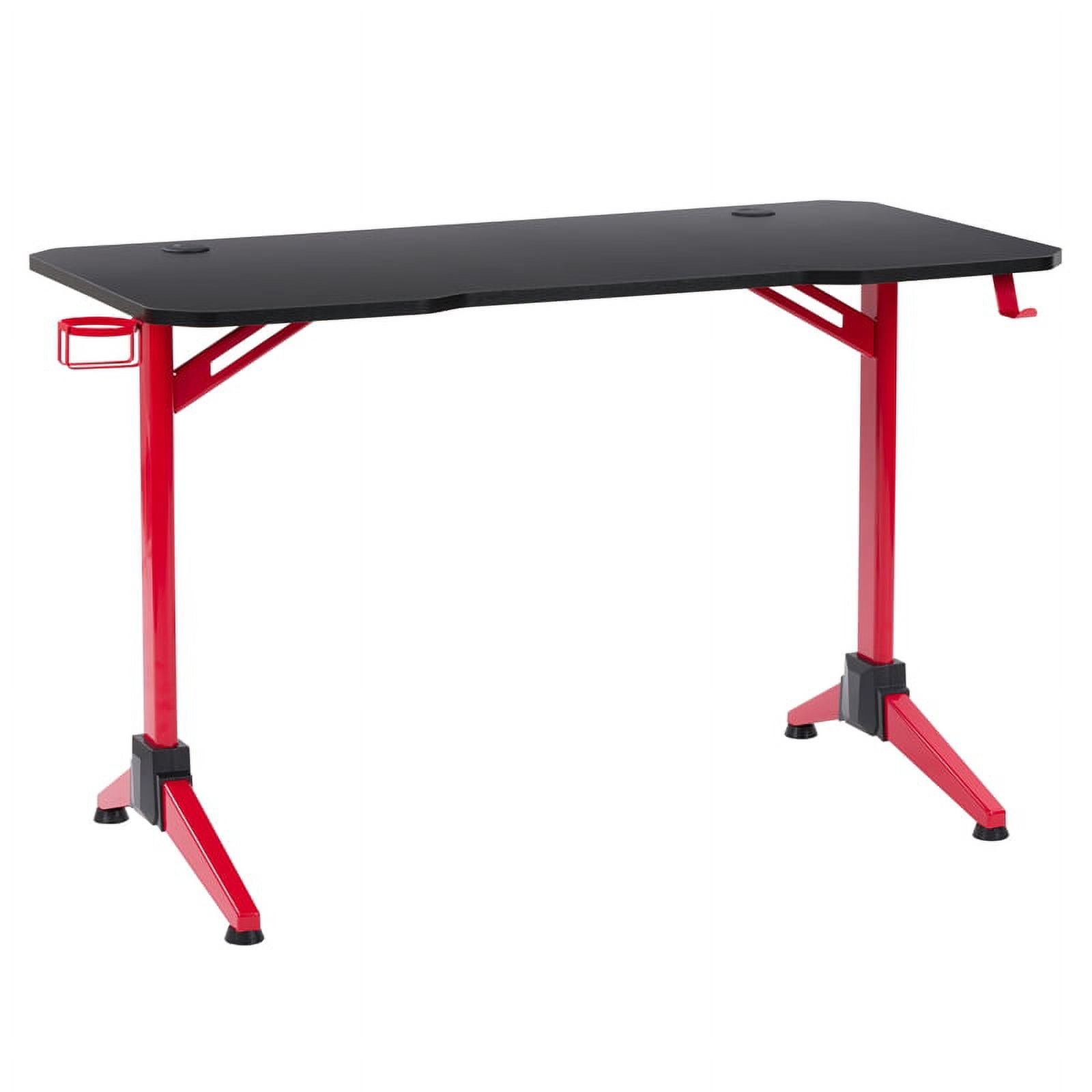CorLiving Conqueror Engineered Wood Top Black and Red Gaming Desk ...