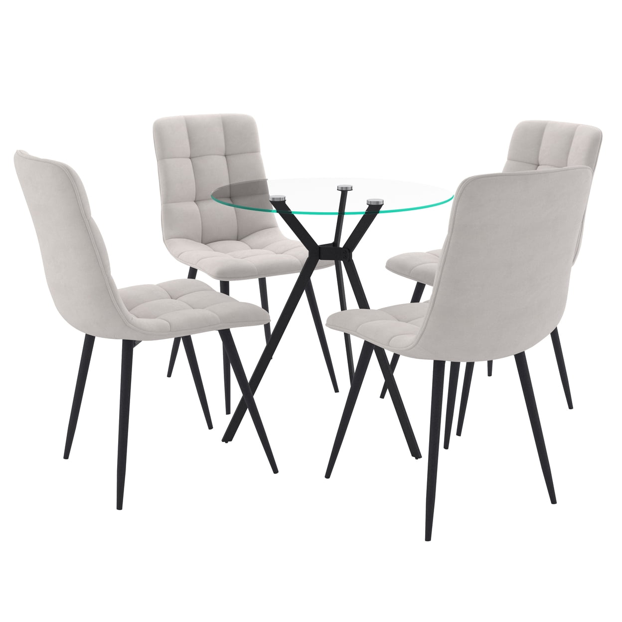 CorLiving Eliana 5-Piece Compact Round Dining Table Set for 4 | Small ...