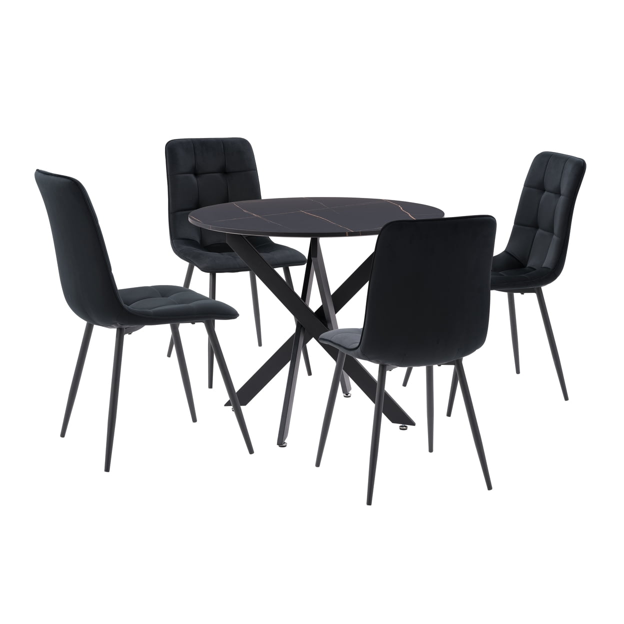 CorLiving Elliot 5-Piece Compact Round Dining Table Set for 4| Small ...