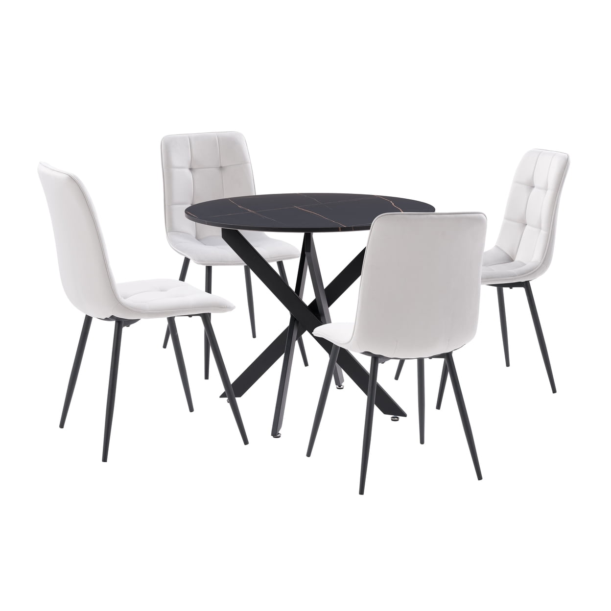CorLiving Elliot 5-Piece Compact Round Dining Table Set for 4| Small ...