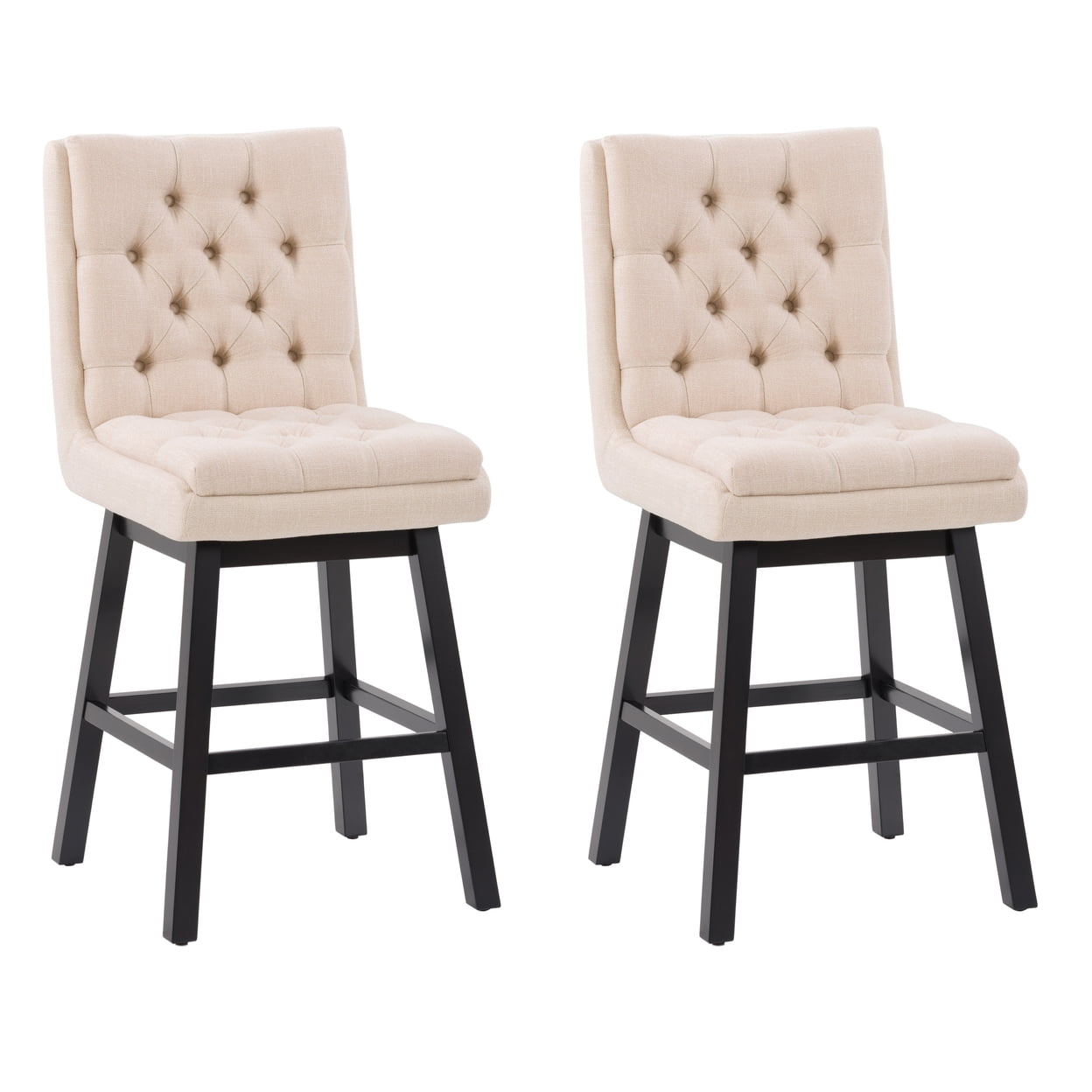 CorLiving Leilani Beige Modern Tufted Counter Height Bar Stools with ...