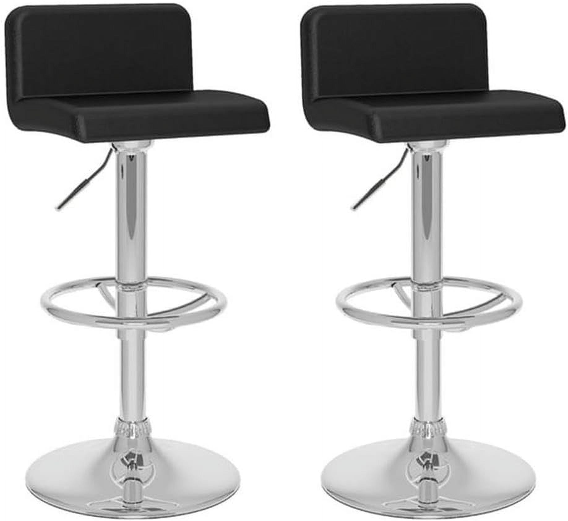 CorLiving Low Back Adjustable Bar Stool, Black Leatherette, Set of 2 ...
