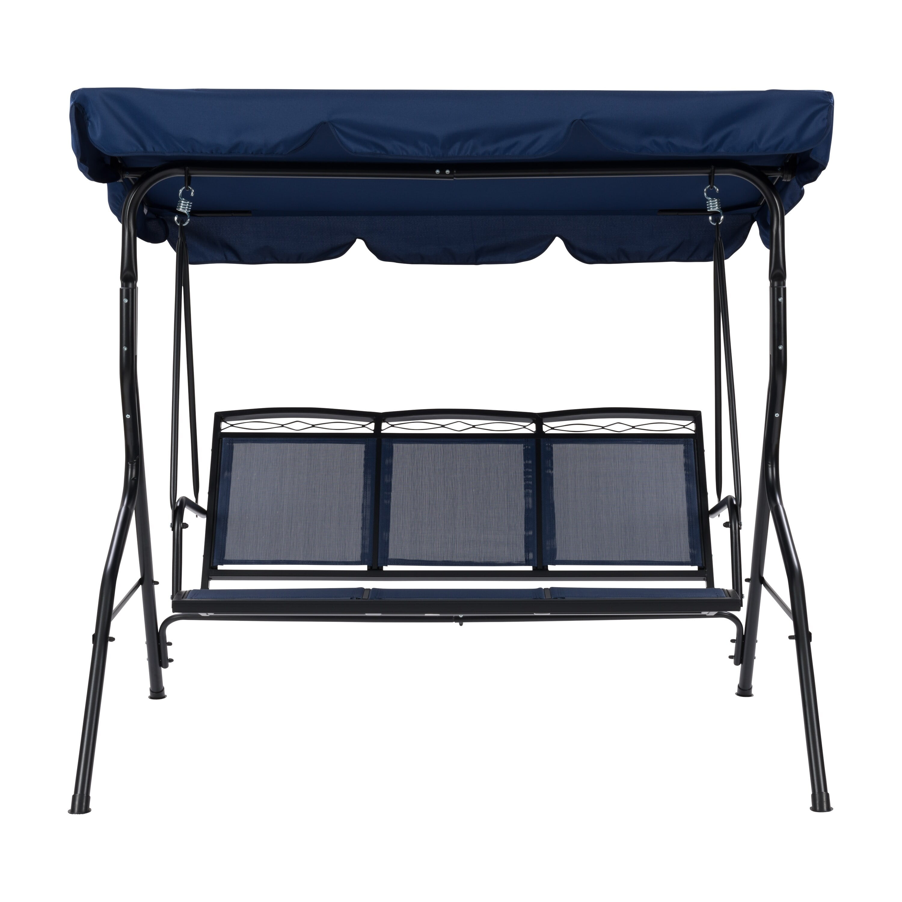 CorLiving Mesh 3-Seat Powder Coated Metal Frame Patio Swing with Canopy ...