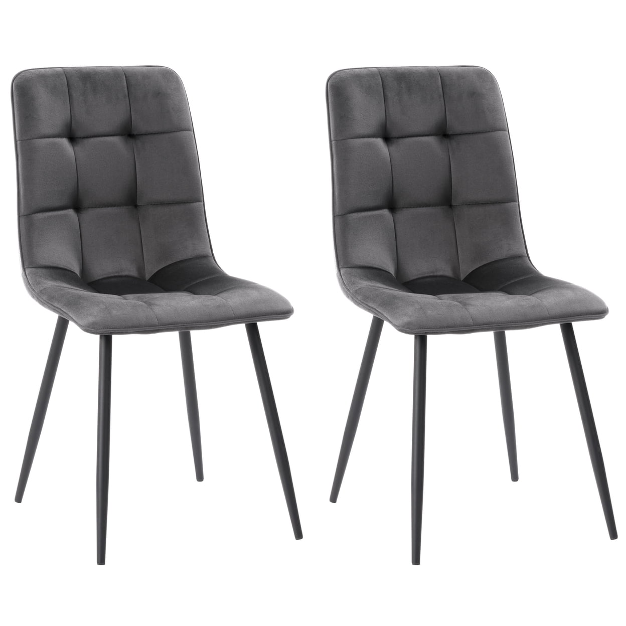 CorLiving Nash Modern Gray Velvet Upholstered Dining Chair Set of 2 ...