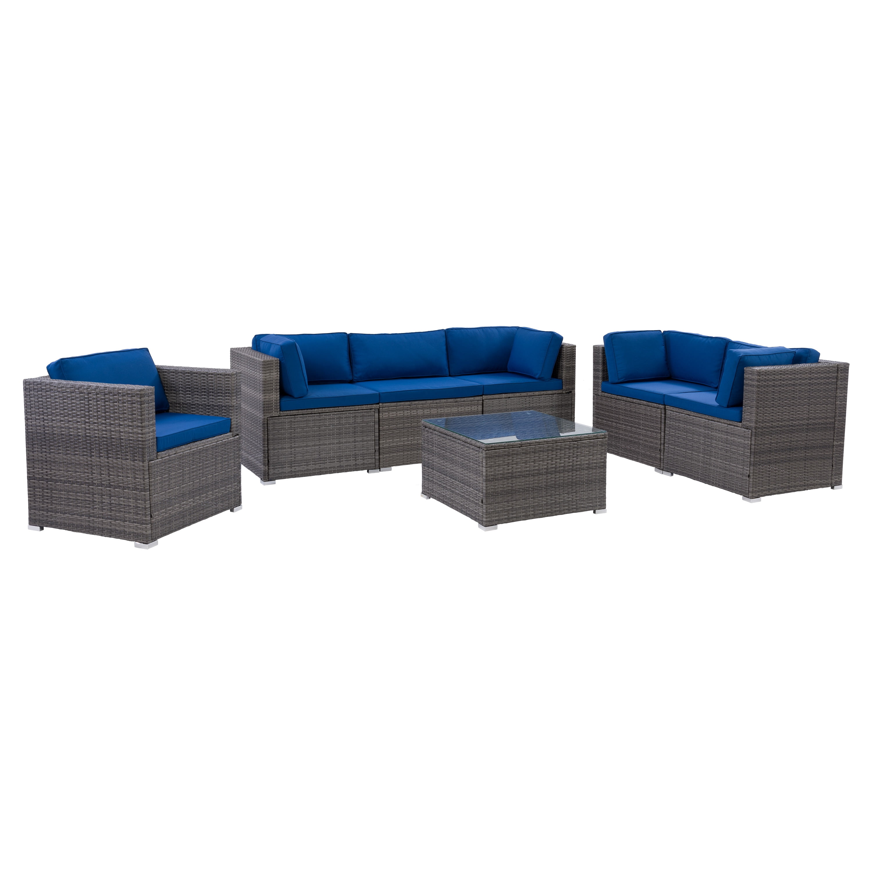 CorLiving Parksville 7-Piece Resin Wicker Rattan and Galvanized Steel ...