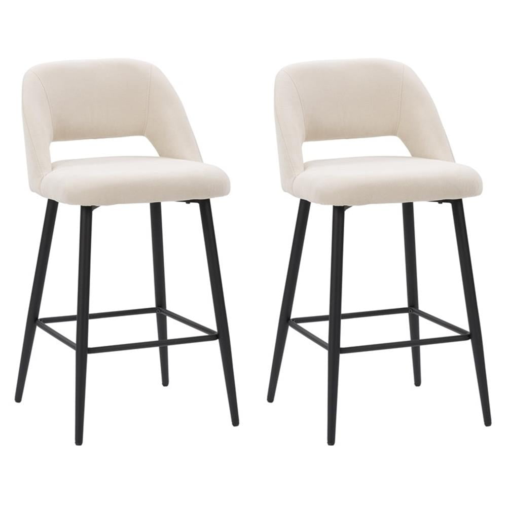 CorLiving Talia Cream Velvet Modern Counter Height Bar Stools Set of 2 ...