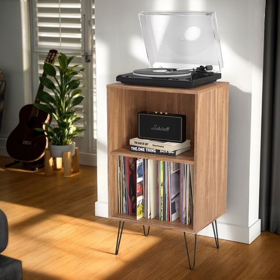 CorLiving Vintora Brown Engineered Wood Open Shleved Turntable Media ...