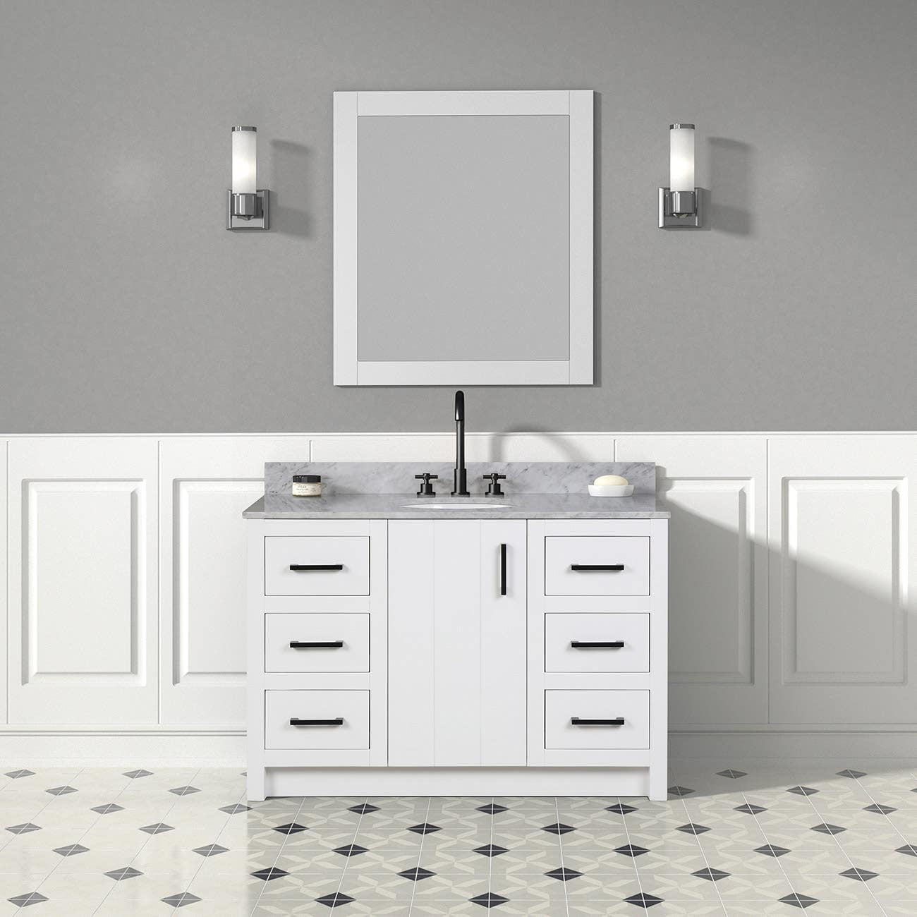 Cora 48 Inch Solid Oak Bathroom Vanity Base - White - Walmart.com