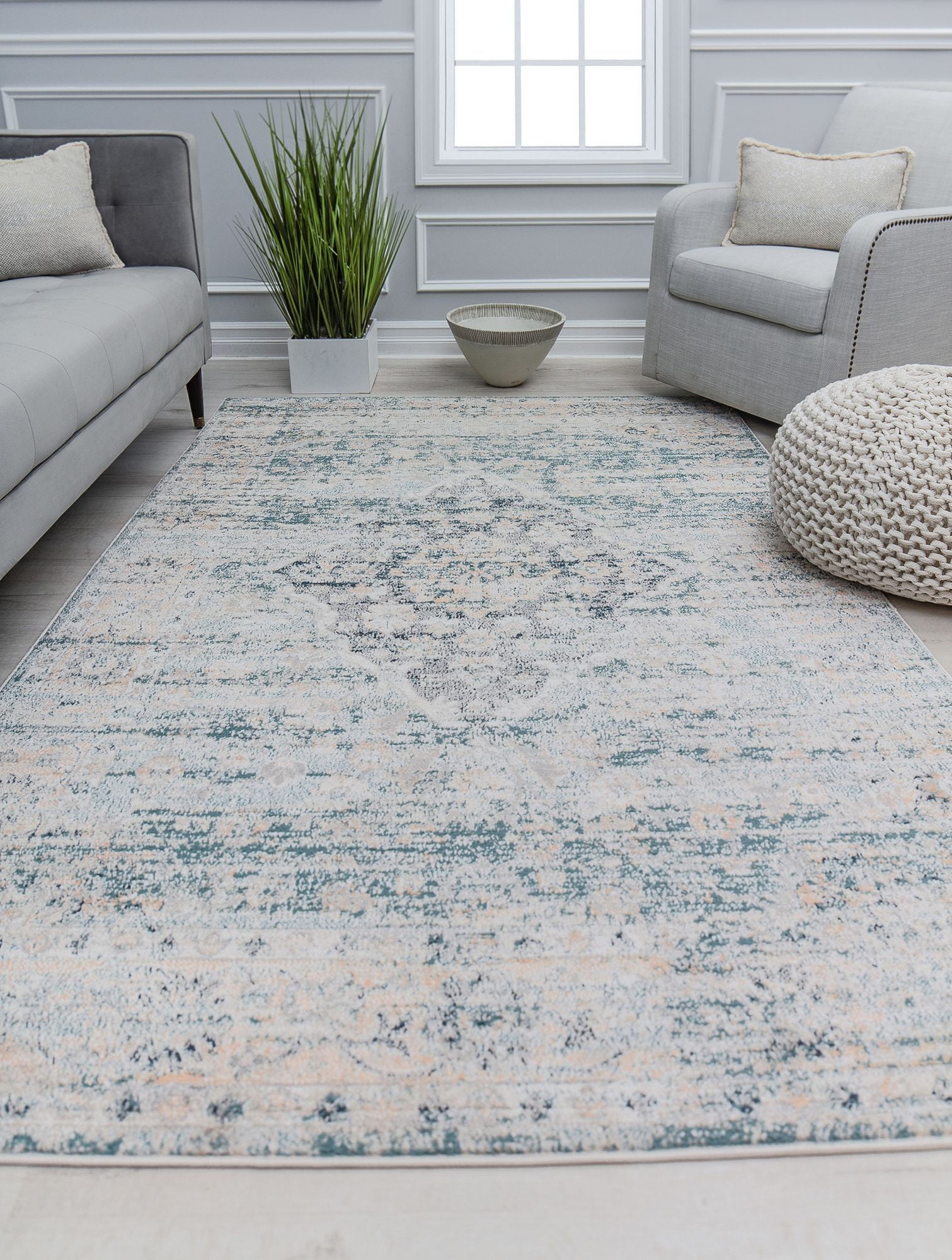 Cora CL15A Norway Spruce Transitional Vintage Blue Area Rug, 2'6" x 4 ...