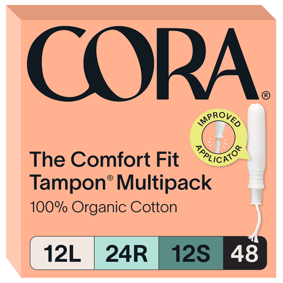 Cora, Organic Cotton Tampons, 48ct, Compact Applicator - Walmart.com