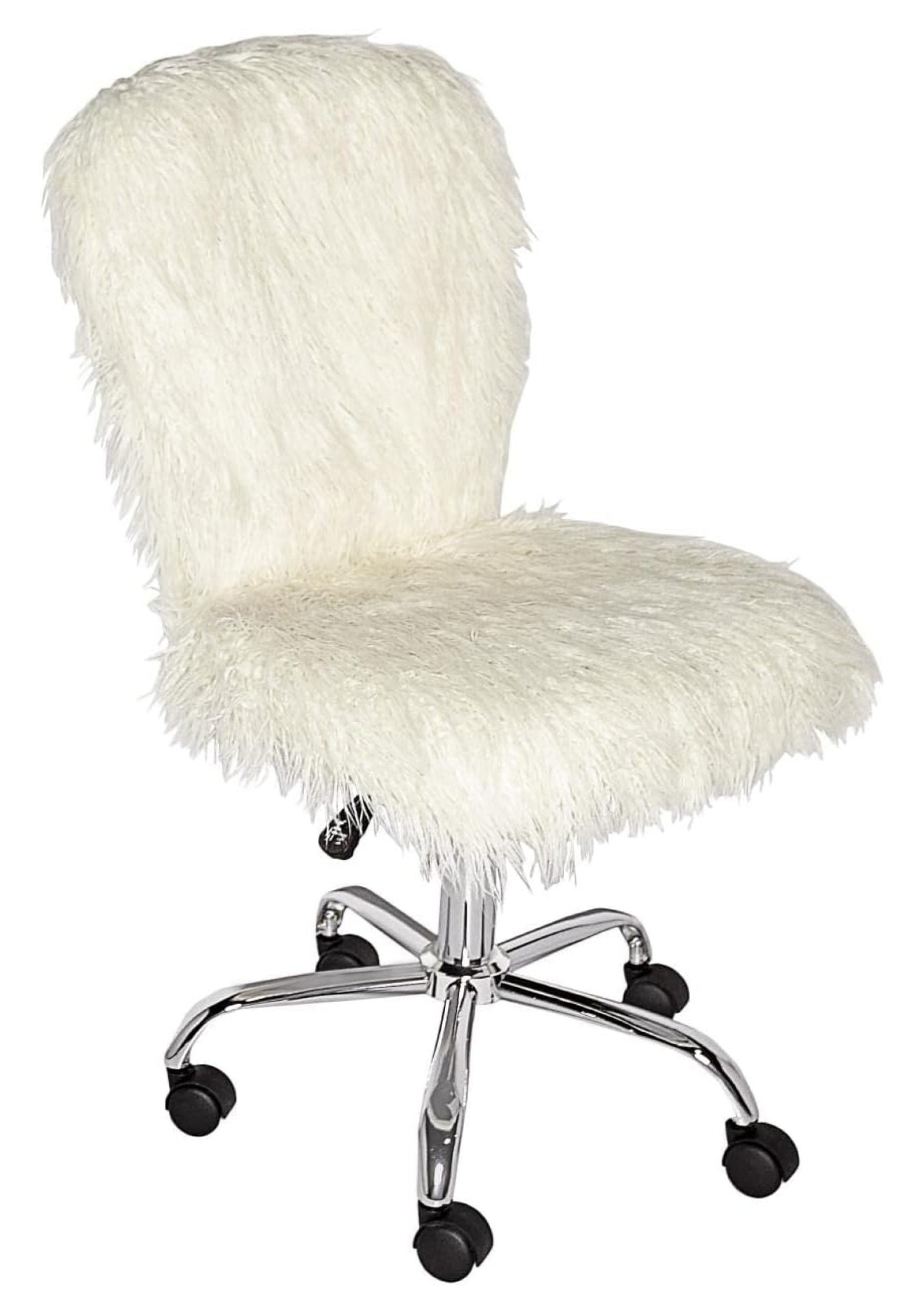 Cora Faux Flokati Armless Office Chair, White - Walmart.com