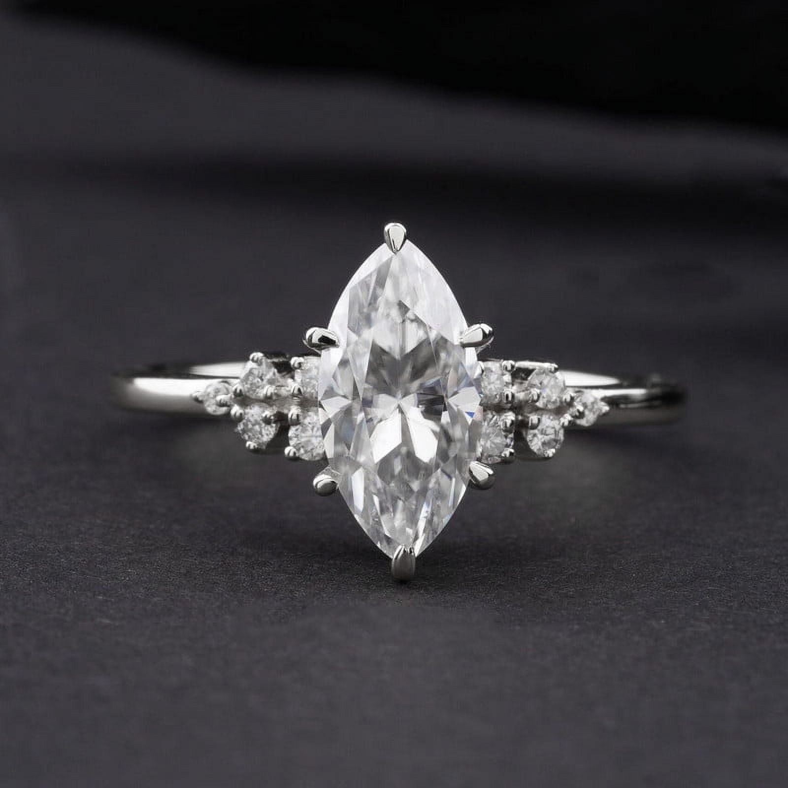 Cora Jewellery 1.5CT Snow Drift Style Marquise Moissanite Engagement ...