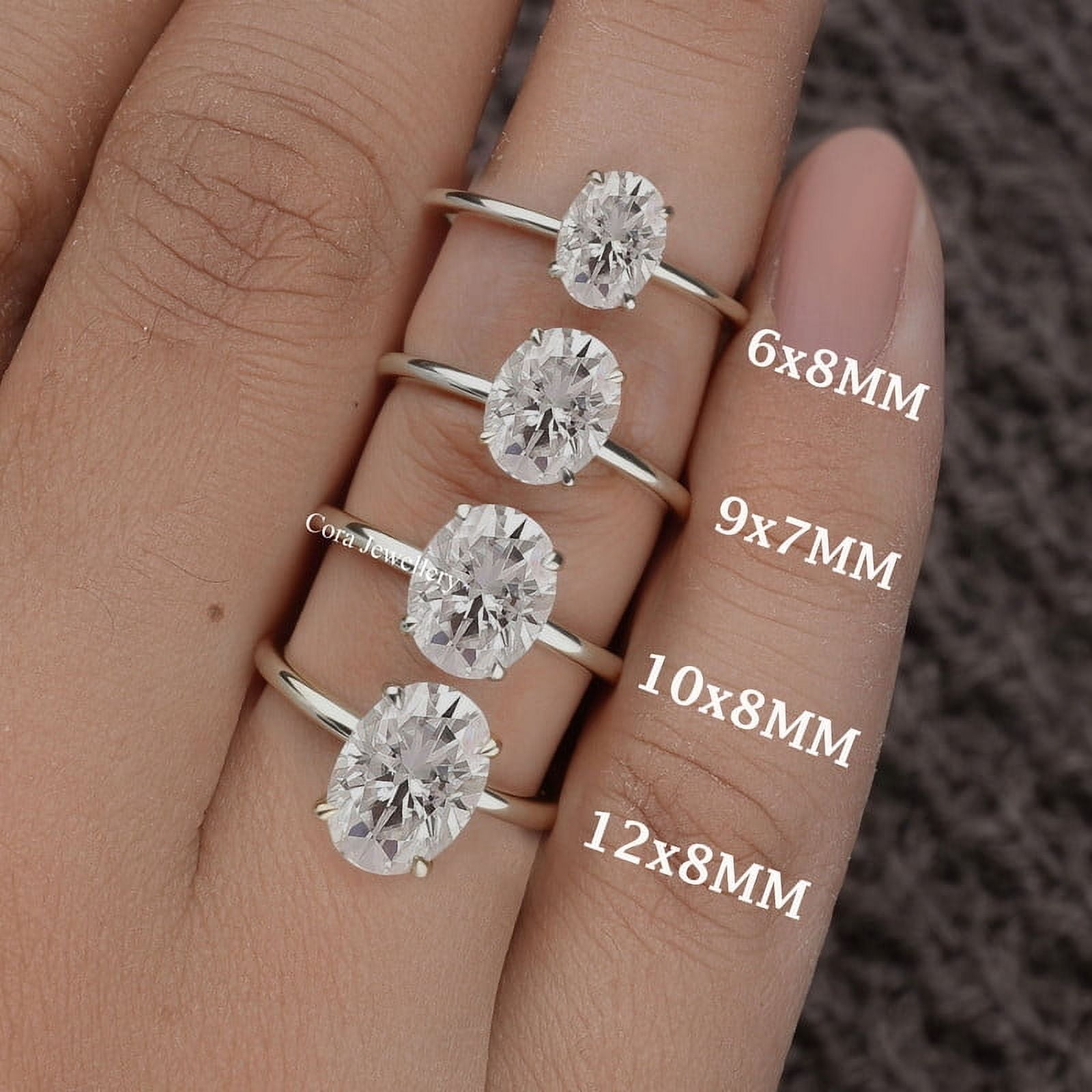 Cora Jewellery 1.68CT Oval Moissanite Solitaire Enagagement Ring for Women, 10K White Gold ...