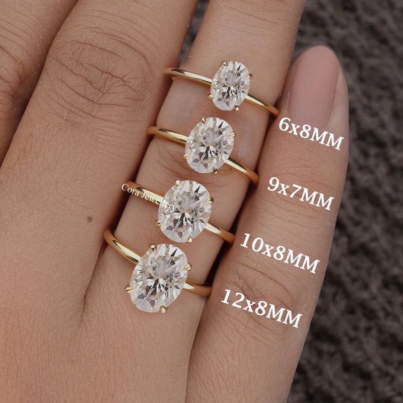 Cora Jewellery 1.68CT Oval Moissanite Solitaire Engagement Ring for Women, 14K Yellow Gold ...