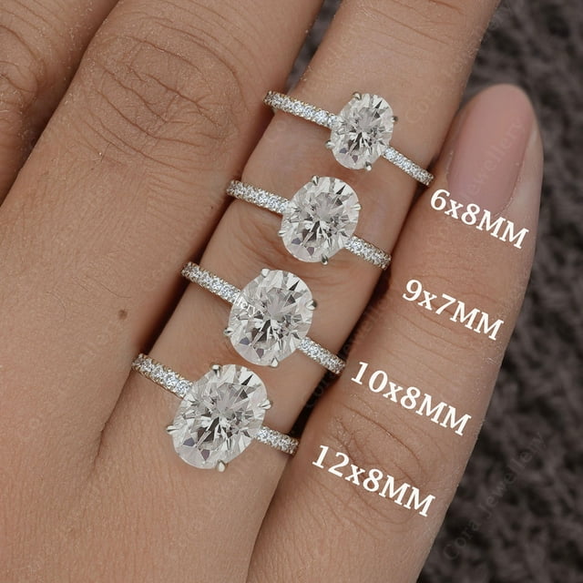 Cora Jewellery 1.68CT Oval Moissanite Enagagement Ring for Women, 18K White Gold - Walmart.com