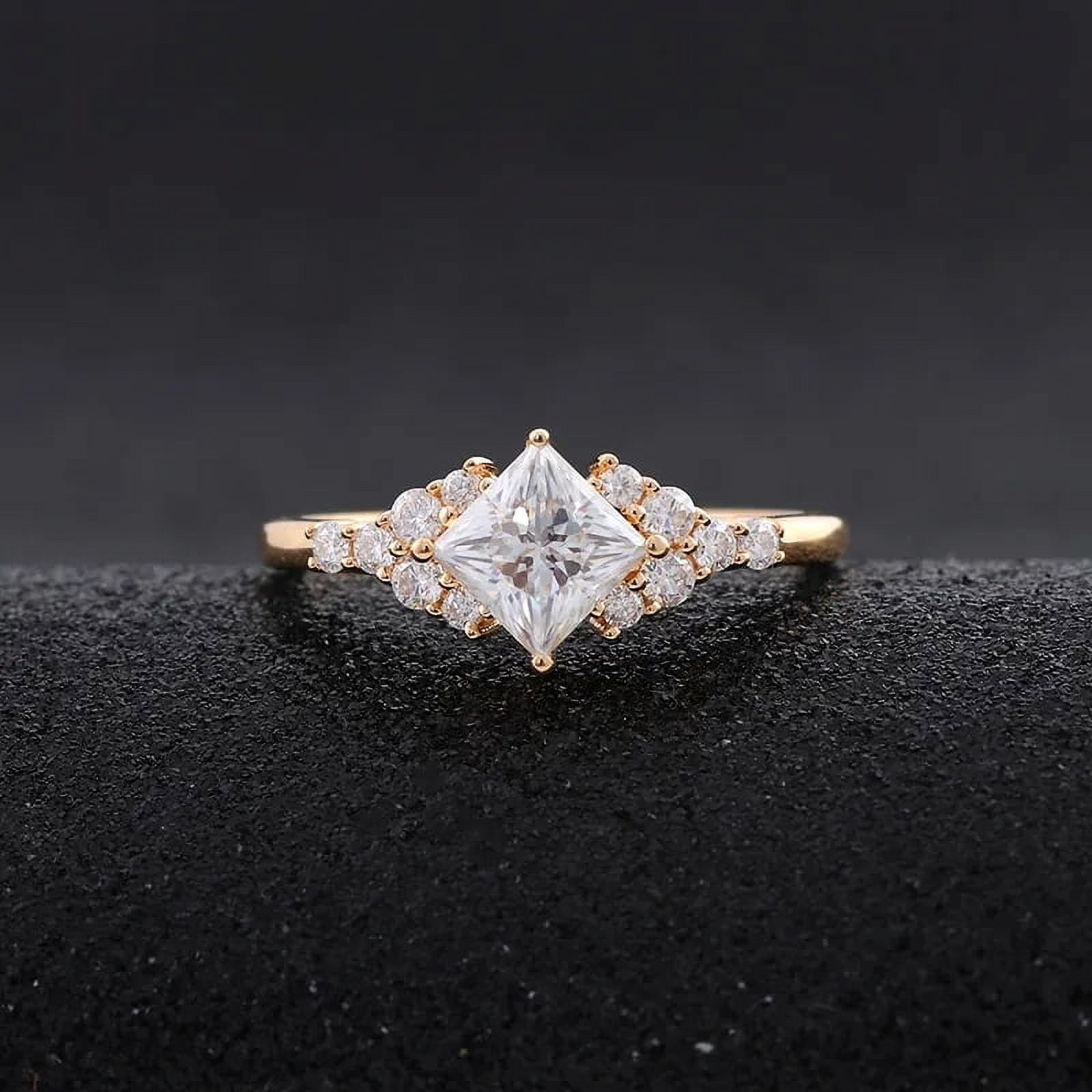 Cora Jewellery Art Deco 1CT Princess Cut Moissanite Engagement Ring For ...