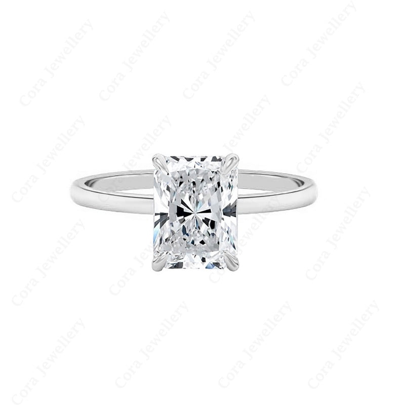 Cora Jewellery 2.5CT Hidden Halo Bridge Diamond Radiant Moissanite ...