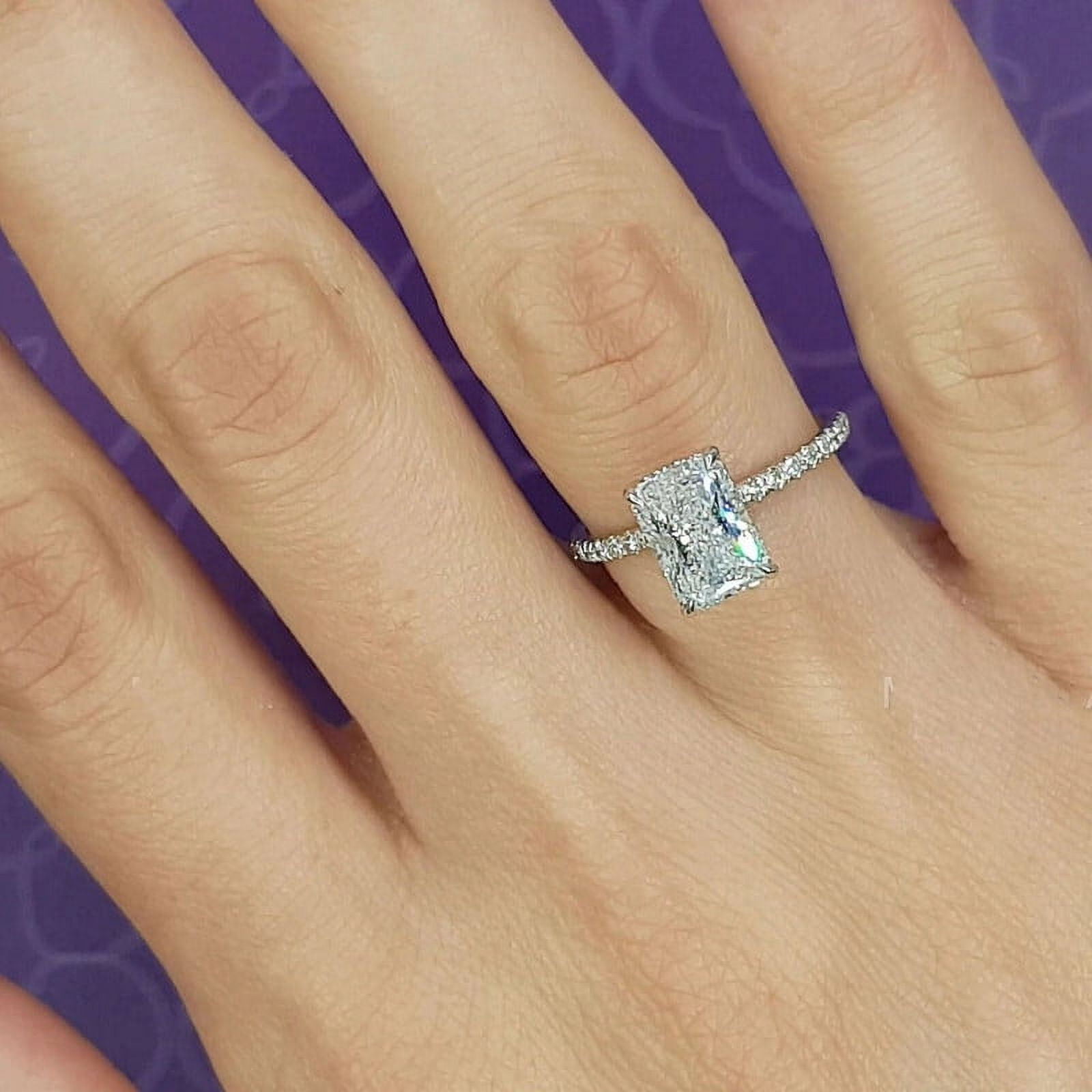 Cora Jewellery 2.5CT Hidden Halo Radiant Moissanite Engagement Ring For ...