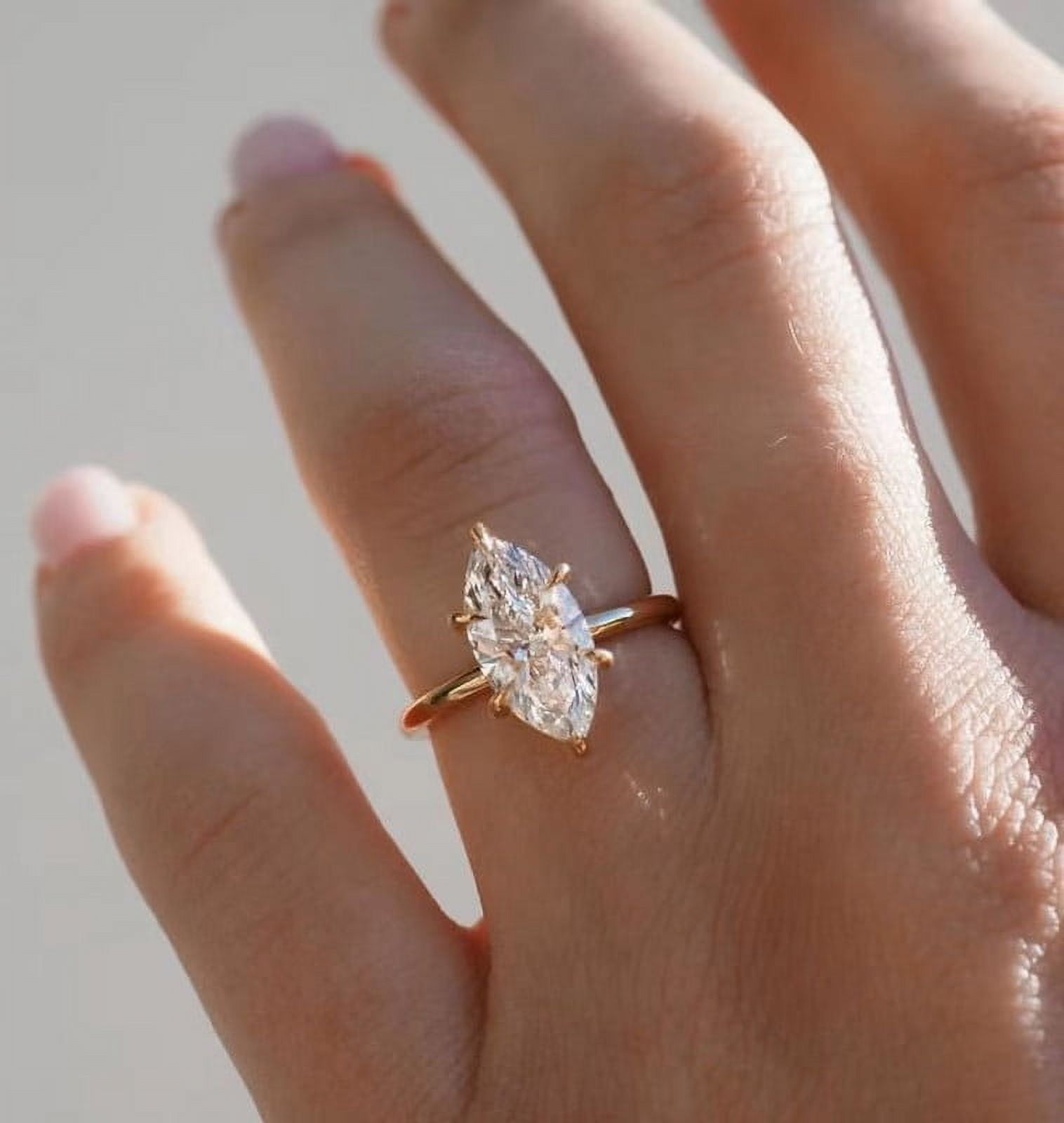 Cora Jewellery 2.5CT Marquise Moissanite Solitaire Engagement Ring For ...