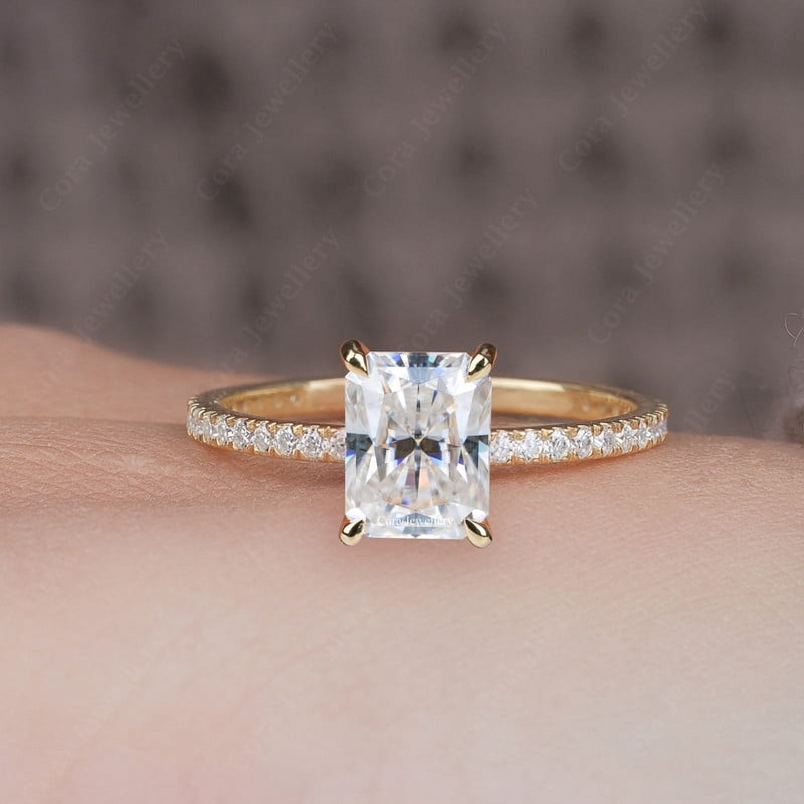 Cora Jewellery 2.5CT Radinat Moissanite Engagemet Ring For Women, 10K ...
