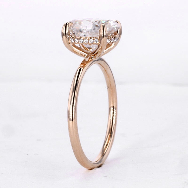 Cora Jewellery 2.75CT Hidden Halo Oval Moissanite Engagement Ring For Women, 10K Rose Gold ...