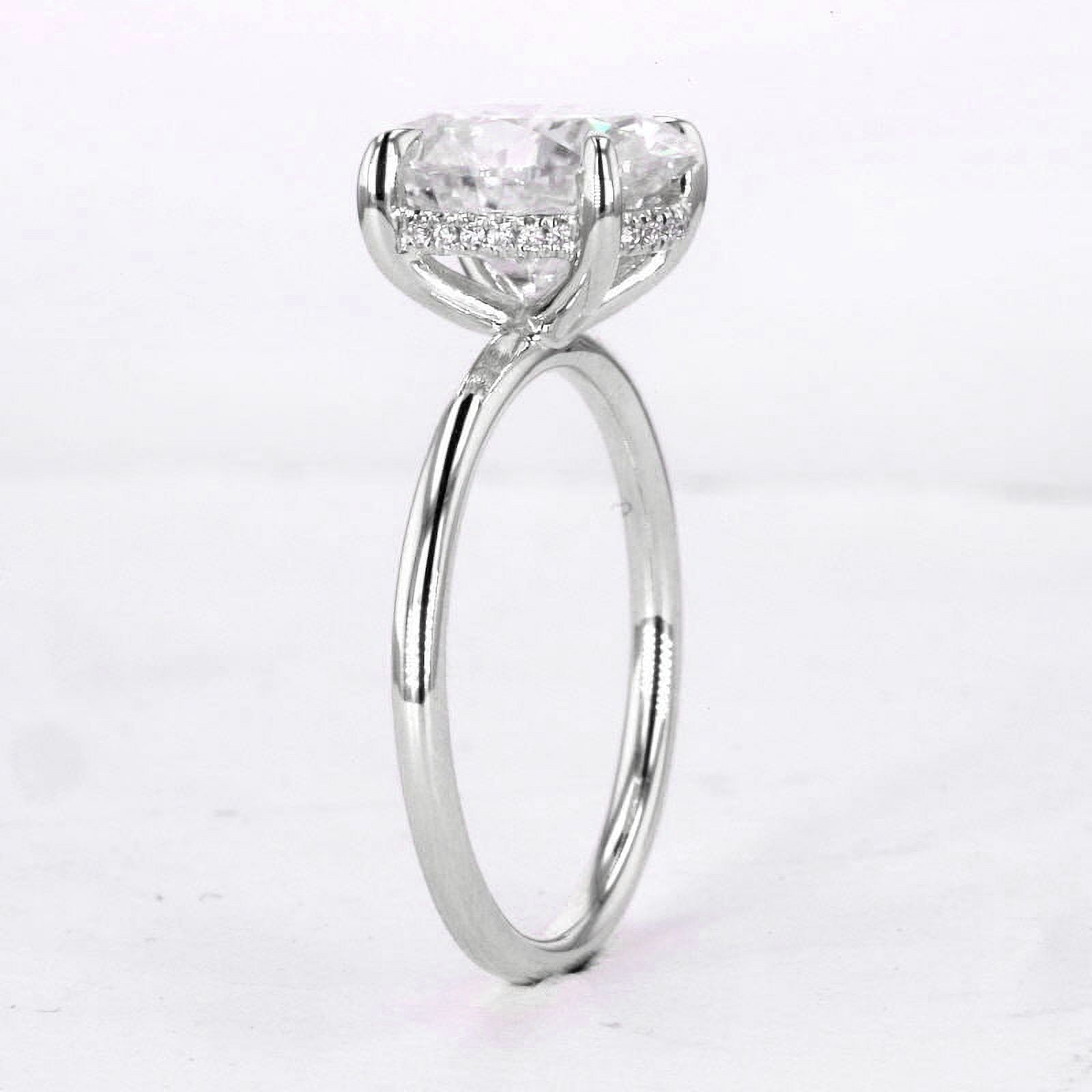 Cora Jewellery 2.75CT Hidden Halo Oval Moissanite Engagement Ring For Women, 18K White Gold ...